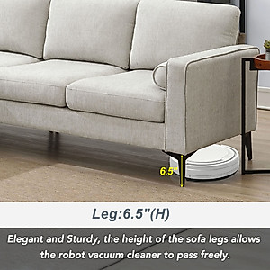 POCIYIHOME 86" Convertible Sectional 2 Pillows, Modern Chenille L-Shaped Couch with Reversible Chaise Lounge, 3-Seater Sofa, Fit for Living Room,Office,Apartment, Polyester, Beige