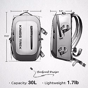 KINGS TREK Dry Bag, TPU Waterproof Backpack with Airtight Zipper, 20L Floating Waterproof Pack with Phone Case (Grey, 20L)