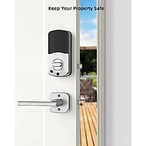 Front Door Handle Sets Single Cylinder, Entry Door Handle with Reversible Lever for Left/Right Handed, Inactive Door Front Door Hardware, Interior/Exterior Entrance Passage Door Handle-Satin Nickel