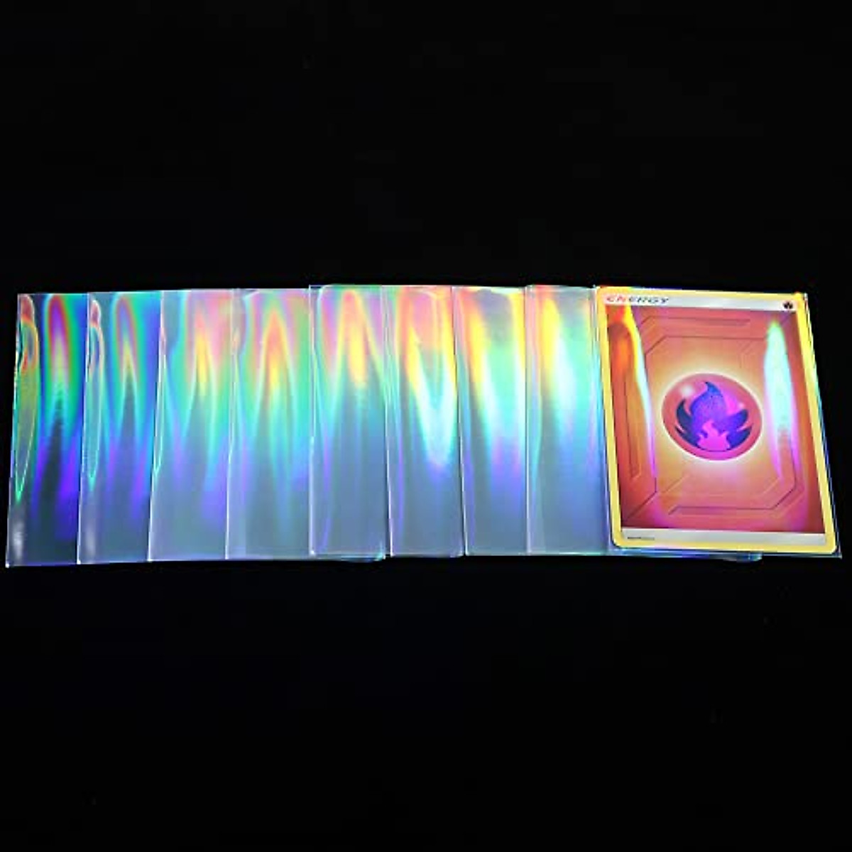 Black Lotus 100CT Double Side Foil Gemstone Rainbow Laser Flashing Card Sleeves Trading Cards Shield Magic Card Protector Holographic Flashing Protective Idol Cover (Rainbow 65x90mm)