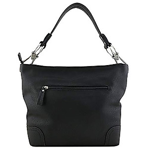 Hobo Shoulder Bag with Big Snap Hook Hardware (Black)