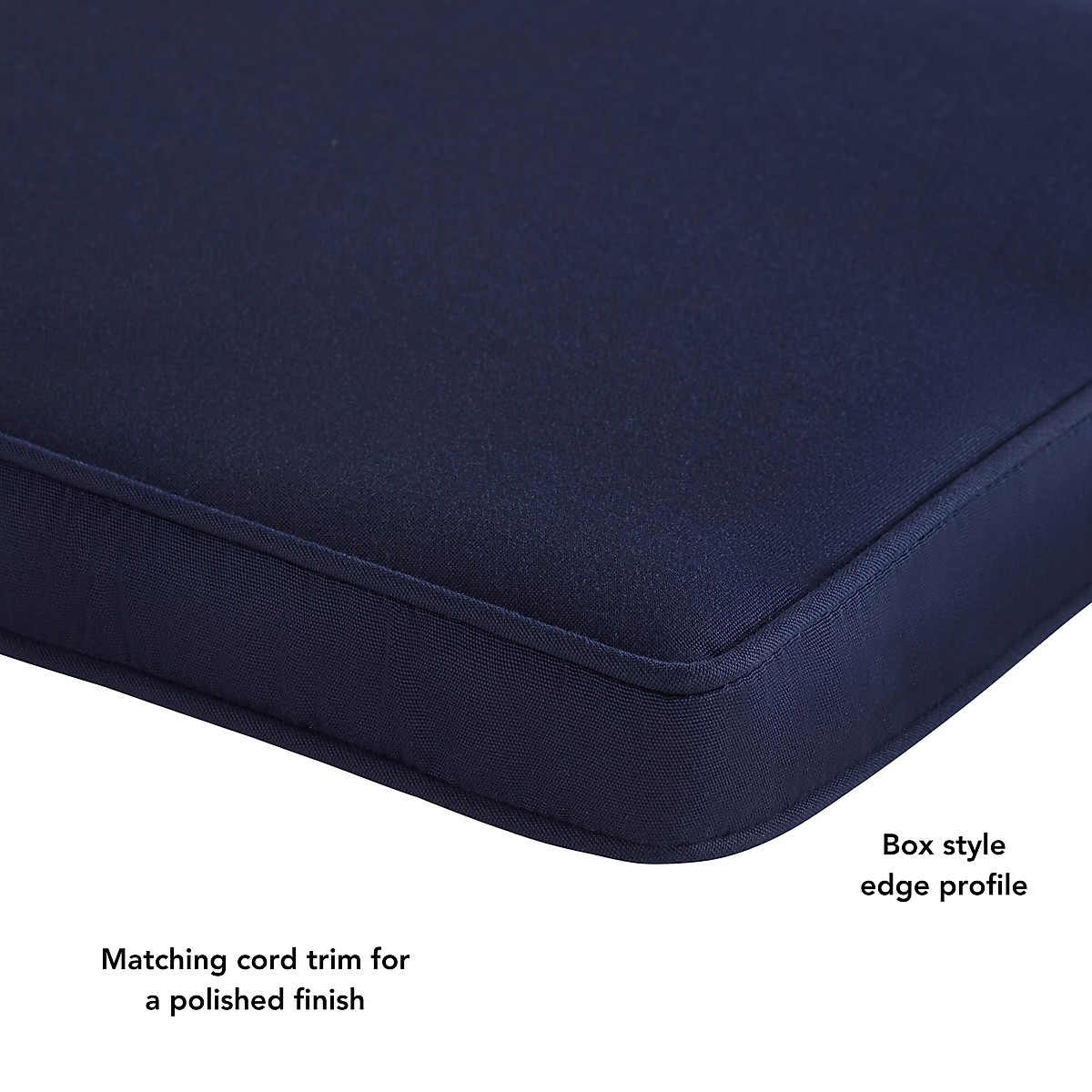 Greendale Home Fashions Sunbrella Outdoor 17" Square Corded Chair Pad, Navy 2 Count