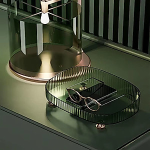 Makeup Perfume Organizer, Bathroom Vanity Tray, Decorative Dresser Tray, Countertop Organizer Tray for Cosmetics, Dark Green