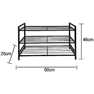 llibnn Shoe Rack,3 Tier Metal Shoe Rack,Shoe Storage Organizer,for Living Room, Hallway and Cloakroom,Sturdy Design, Space Saving,602546cm