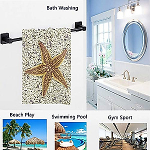 Naanle Chic 3D Marine Style Pebble Beach Starfish Soft Large Decorative Hand Towels Multipurpose for Bathroom, Hotel, Gym and Spa (16" x 30",Floral)