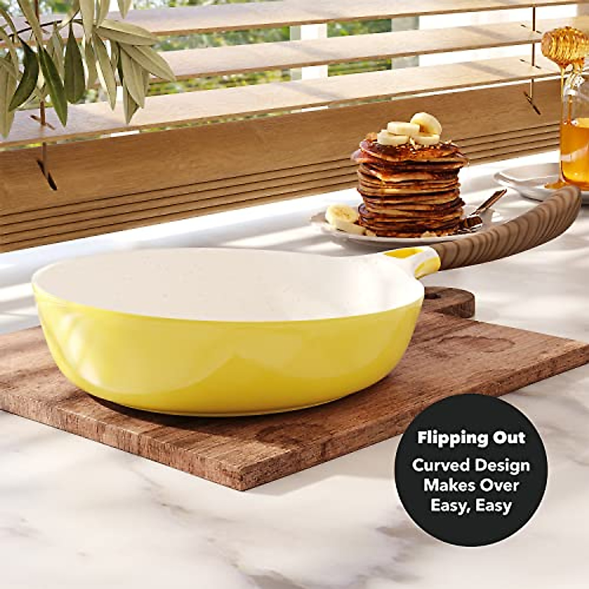 Vremi 8 Piece Ceramic Nonstick Cookware Set - Induction Stovetop Compatible DIshwasher Safe Non Stick Pots with Lids and Frying Pans - Dutch Oven Pot Fry Pan Sets for Serving - PTFE PFOA Free - Yellow