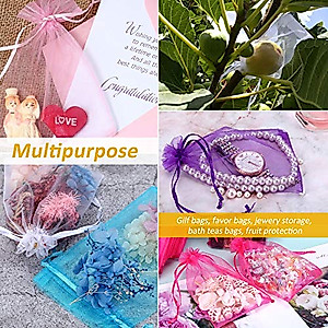 Angooni 200PCS Sheer Organza Gift Bags Wedding Favor Bags with Drawstring, 4x6 Inch Jewelry Pouches Party Festival Candy Bags(10 Colors)