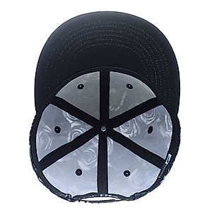 Quanhaigou Premium Floral Black White Rose Twill Adjustable Snapback Hat Hip-Hop Flat Peaked Baseball Caps