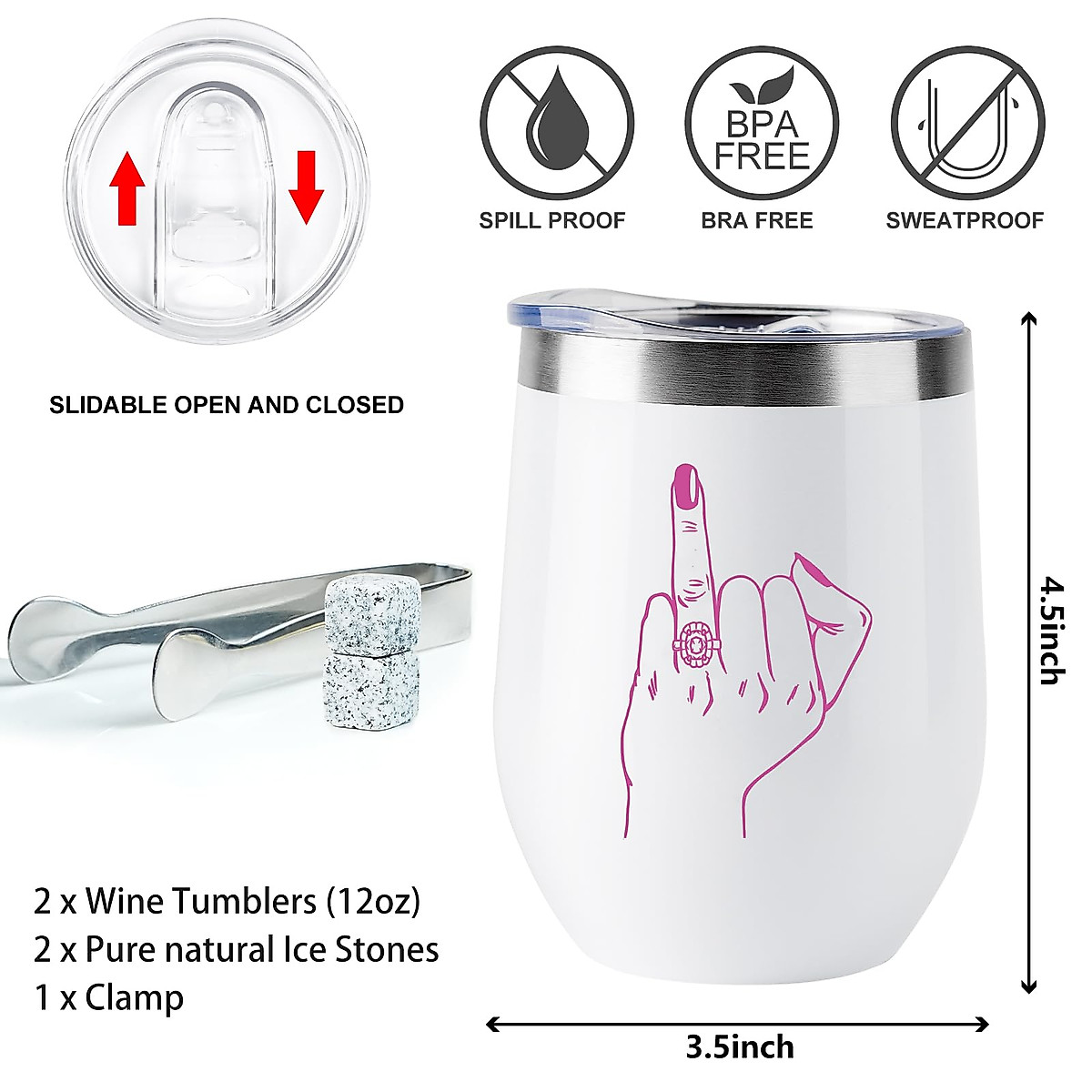 Bridal Gifts for Bride to be Engagement Gift Ideas- Unique 12oz Wine Tumbler, Bachlorette Gifts for Bride, Bridal Wedding Shower Gifts for Wifey, Bride Ring Finger Whiskey Tumbler