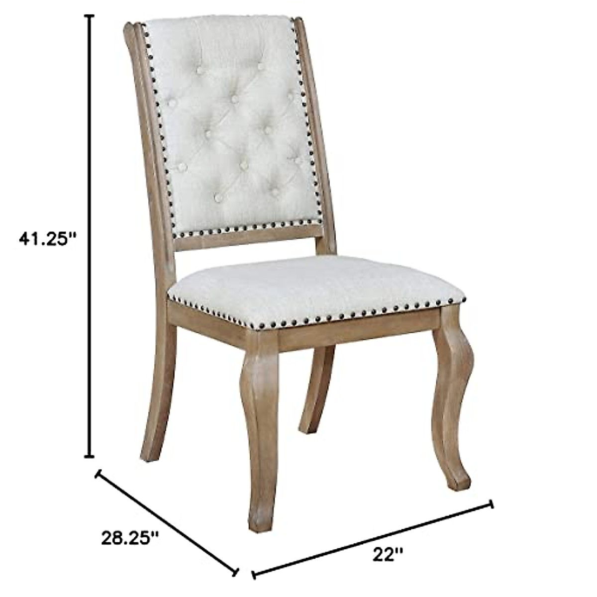 Glen Cove Dining Chairs with Button Tufting and Nailhead Trim Cream and Barley Brown (Set of 2) 110292