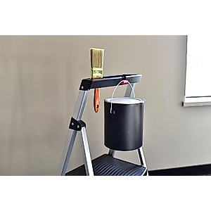 Rubbermaid RMA-2 2-Step Lightweight Aluminum Step Stool with Project Top, Anti-Slip Step Ladder, 225 lb Capacity, Silver Finish