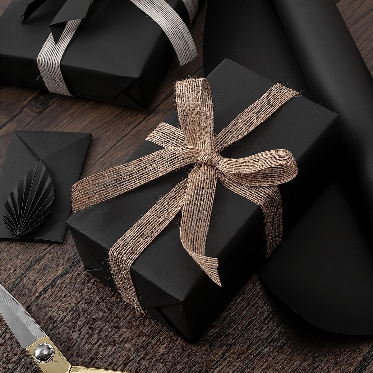 MIMUTI Black Kraft Wrapping Paper - Solid Color Wrapping Paper Perfect for DIY Making, Wedding, Birthday, Christmas, Kids Art Kraft Projects - 17 Inches x 33 Feet