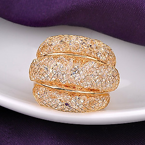 Mytys Mesh Crystal Net Cubic Zirconia Cooktail Ring 18k Rose Gold (9)