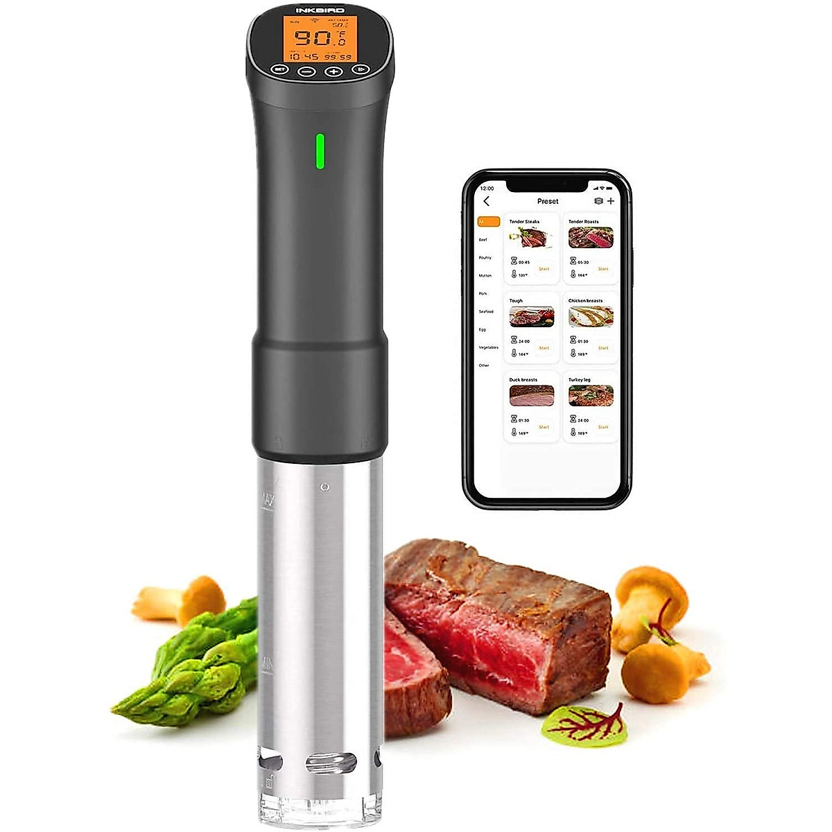 Sous Vide Cooker| Inkbird Wifi Sous Vide Mchine Precision Cooker, 1000W Immersion Circulator with Recipes,Timer | Ultra-Quiet : ISV-200W