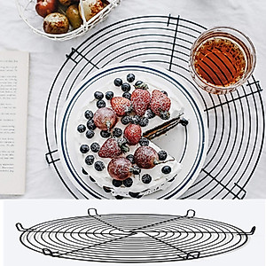 12-1/2 Round Cake Cooling Rack, Stainless Steel Baking And Steaming Rack, Used For Air Fryer Pressure Cooker (Black 2 Pieces)