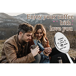 Enjoy Your Coffee Spoon Gift for Best Friends Boyfriend Husband Anniversary Birthday Gifts for BFF Bestie Funny Coffee Stir Spoons Gift for Coffee Lovers Women Men