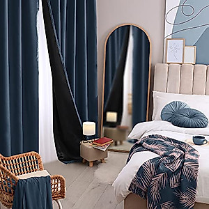 Deconovo Blackout Curtains for Bedroom, Back Tab Curtains with Black Liner, Thermal Insulated Drapes, Noise Cancelling Drapes for Living Room, Navy, 52W x 84L Inch, 2 Panels