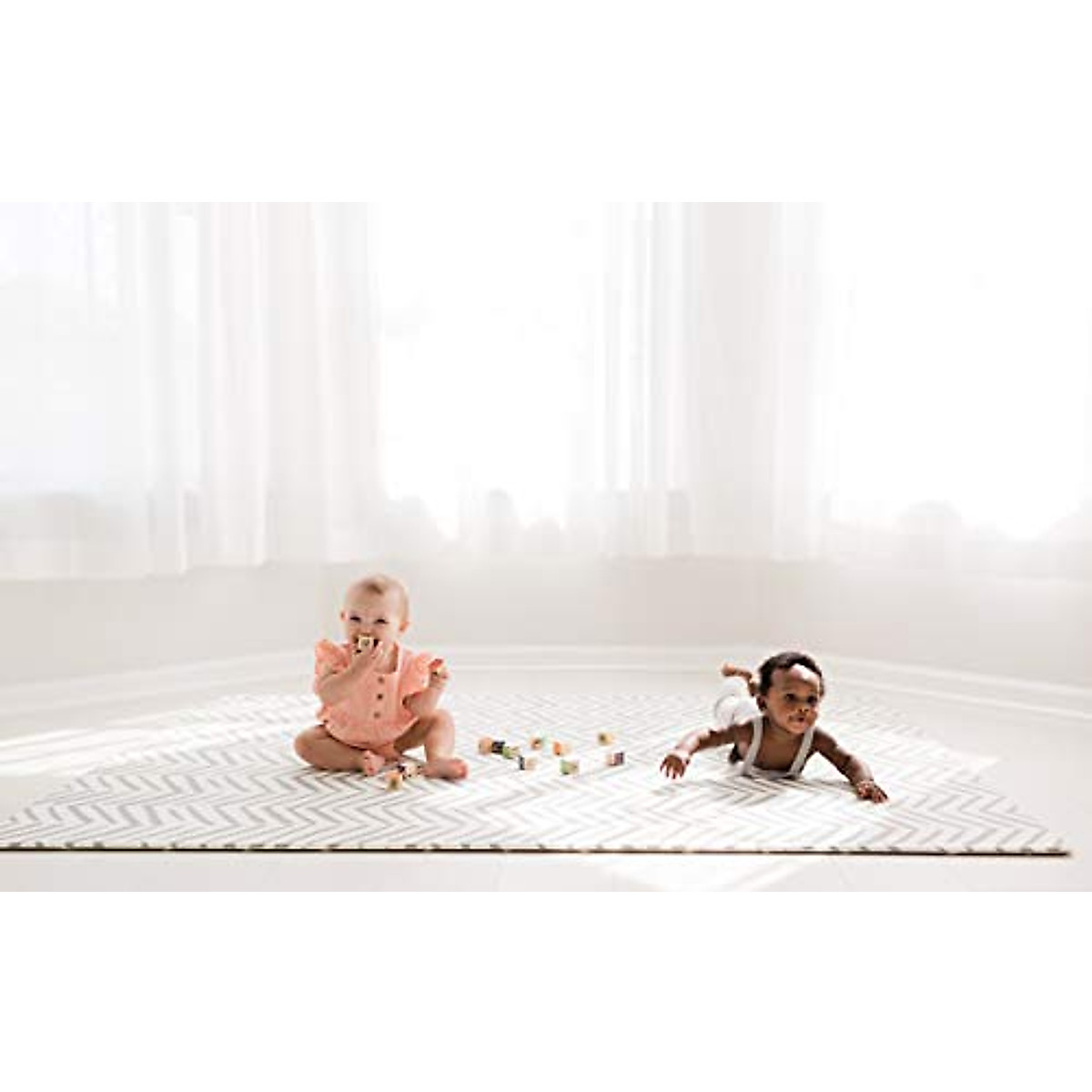 Baby Play Mat | One-Piece Reversible Foam Floor Mat | Large | Eco-Friendly | Extra Soft | Non-Toxic | Baby | Toddlers | Kids (Grey Dash + Diamond, Large)