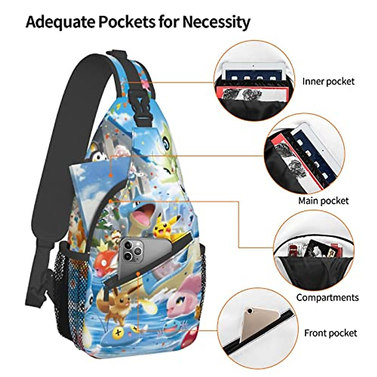 Fuyeyoso Outdoor Sport Cartoon Cross Chest Bag Sling Backpack Travel Hiking Chest Bag Daypack For Women Men