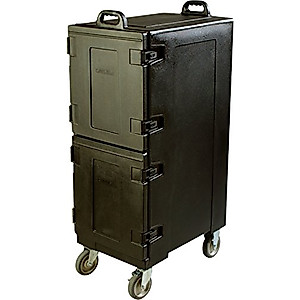 Carlisle FoodService Products Cateraide Plastic Insulated Dual Capacity Food Pan Carrier With Dolly, 10 Pan Capacity, 50 Inches, Black