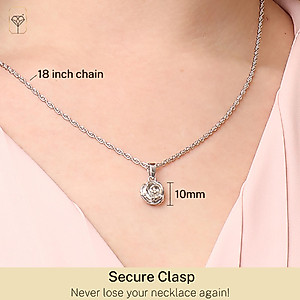MAX + STONE Sterling Silver Rose Pendant Necklace for Women on 18 inch Rope Chain Womens Silver Pendant Necklaces