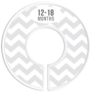Baby Closet Size Dividers, Light Grey, Set of 6 Organizers, Stripe, Chevron