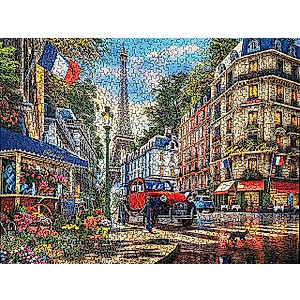 Majestic by Springbok 1000 Piece Jigsaw Puzzle Paris Street Life - Made in USA - Compact Box