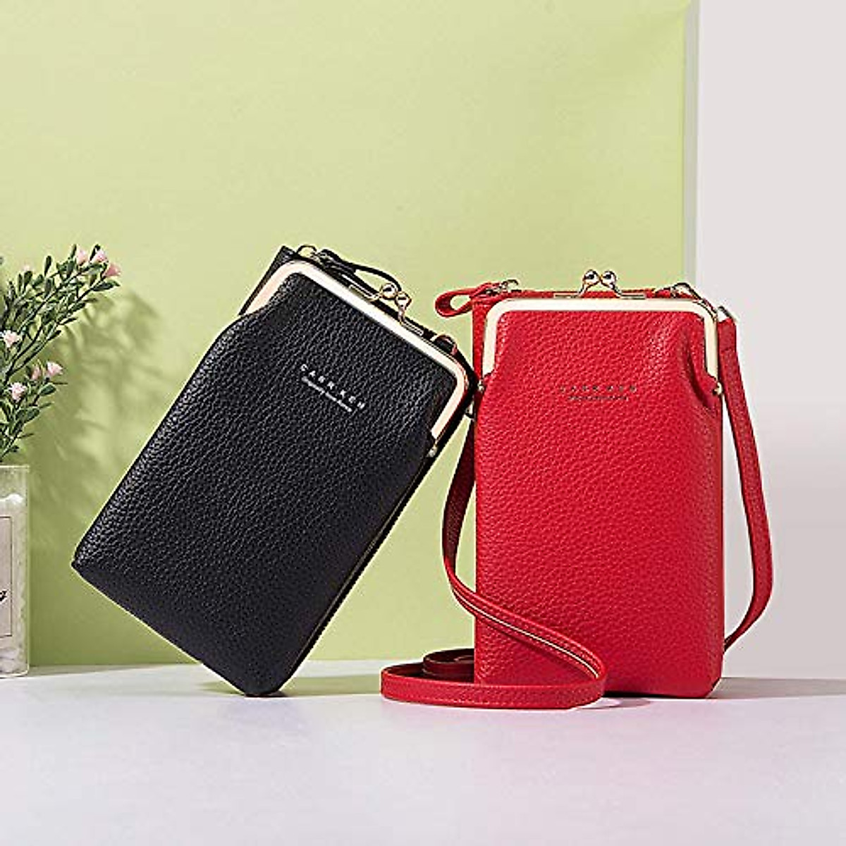 SUMGOGO WOMENS CROSSBODY BAG CELL PHONE SHOULDER PURSE CARD WALLET HANDBAG SATCHEL (Black)