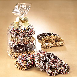 Asher's Chocolates, Chocolate Covered Pretzels Gift Basket, Holiday Assortment of Candy, Small Batches of Kosher Chocolate, Family Owned Since 1892 (8 oz, Milk & Dark)
