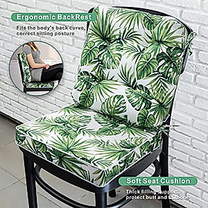 JMKaixin Outdoor Seat/Back Deep Chair Cushion Set for Patio Furniture - Lounge Chair Cushions with Ties - Water-Resistant Patio Chair Cushions 19x19 (Palm)