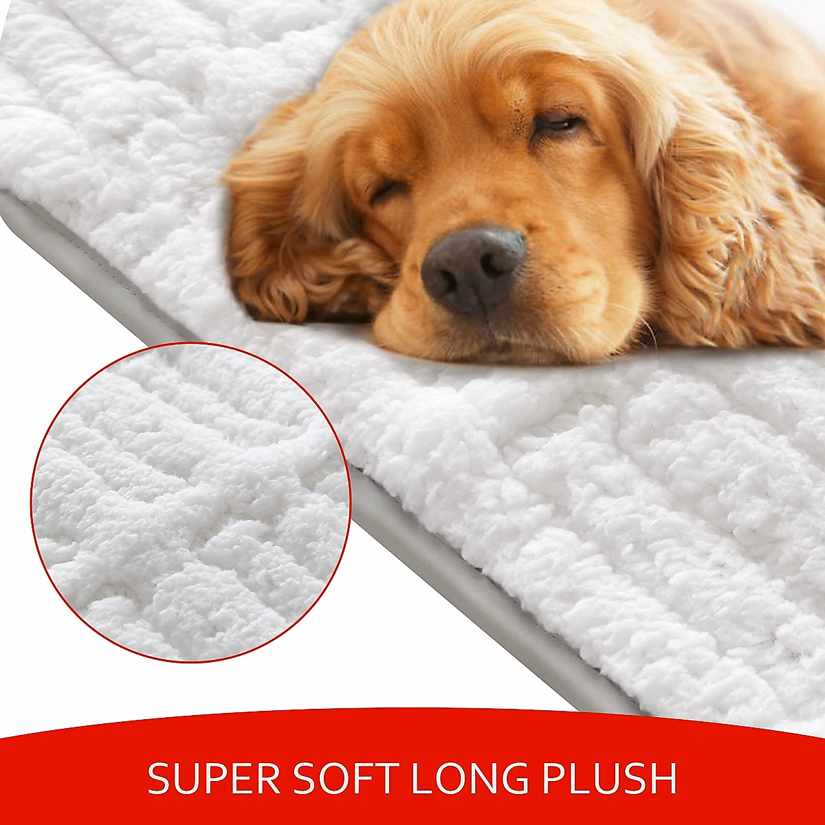 Dog Bed Crate Mat(30" X 19"), Soft Plush Dog Bed Pad Machine Washable Crate Pad, Dog Sleeping Mat with Anti Slip Bottom