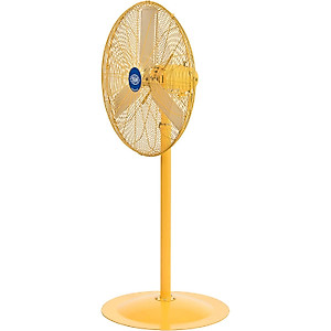 Deluxe Oscillating Pedestal Fan, 30" Diameter, Safety Yellow, 1/2HP, 10000CFM
