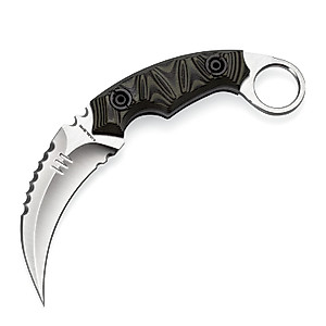 KIASLORE Karambit Knife Outdoor Survival claw Tactical teeth Knife D2 Steel Double Edged Fixed Blade Camping Survival Knife & Hunting Knives with Snake pattern Handle & Knife Sheath (White / w Snake pattern Handle)