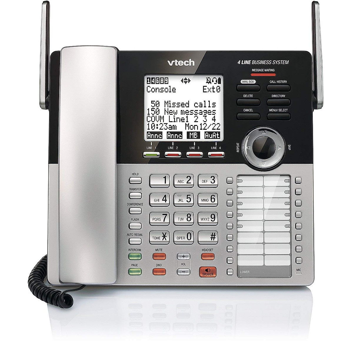 VTech CM18445 Main Console - DECT 6.0 4-Line Expandable Small Business Office Landline Phones with Answering Machine System, Desk Phone, Corded Telephone for Home and Office (Renewed)