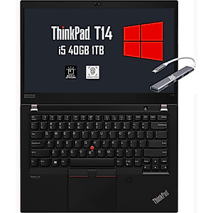 Lenovo ThinkPad T14 14" FHD 1080p IPS Intel Quad-Core i5-1135G7 (Beats i7-10510U), 40GB RAM, 1TB PCIe SSD, Business Laptop, Backlit, Fingerprint, 2 x Thunderbolt 4, Windows 10 Pro, Cable