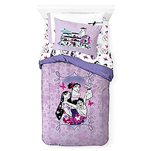 Disney Encanto The Magical Madrigal Sisters 5 Piece Twin Size Bed Set - Includes Comforter & Sheet Set Bedding - Super Soft Fade Resistant Microfiber (Official Product)