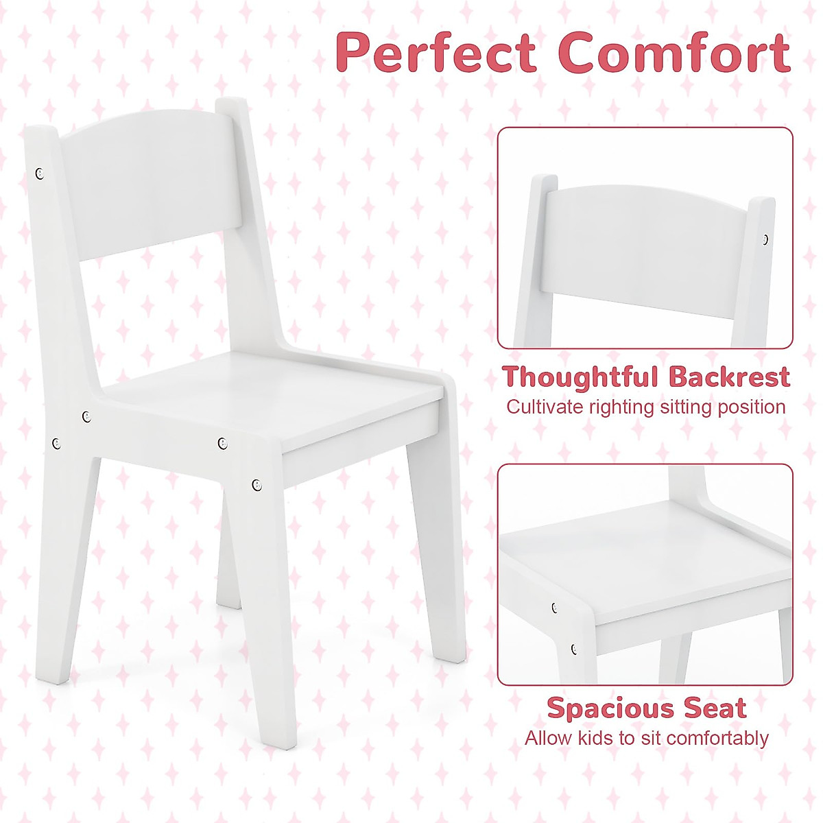 HONEY JOY Kids Vanity Set with Lighted Mirror, 2 in 1 Princess Toddler Dressing Table w/Open Storage Shelves & Drawer, Wooden Makeup Table & Chair Set, Pretend Play Vanity Set for Little Girls, White