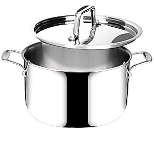 Duxtop 6.5 Quart Stainless Steel Stock Pot with Lid, 3-Ply Cooking Pot for Soup, Rice, Stew, Oven and Dishwasher Safe, Compatible with Induction, Ceramic, Halogen, Gas Stove