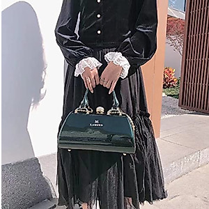 Shirt Luv Fashion Leather Women's Top Handle Satchel Crossbody Handbags Crystal Evening Bag Purses Hard Shoulder Bags (Green)