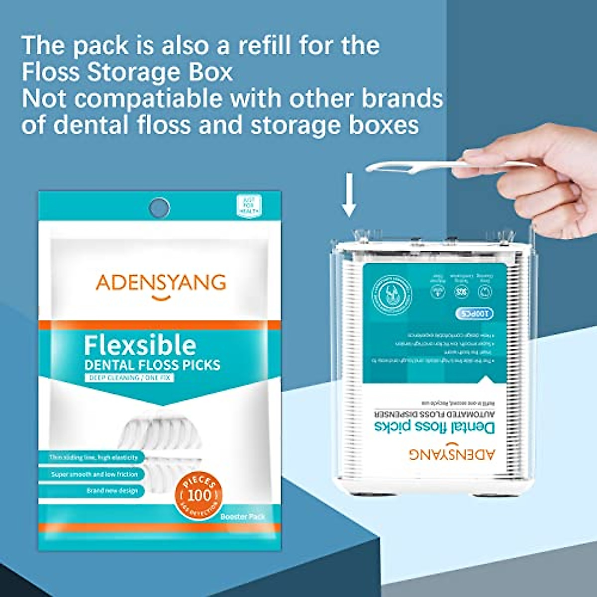 ADENSYANG Floss Picks - Travel Floss - Floss Picks for Teeth 600 Count Super Strong Floss - Good Elasticity, Clean Teeth Without Breaking, No Fragrance Smell, Floss Carry, On Travel 6 Bags