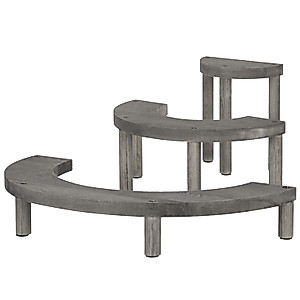 MyGift Semicircle 3 Level Cupcake Stand Set, Vintage Gray Wood Display Riser, 3-Piece Set