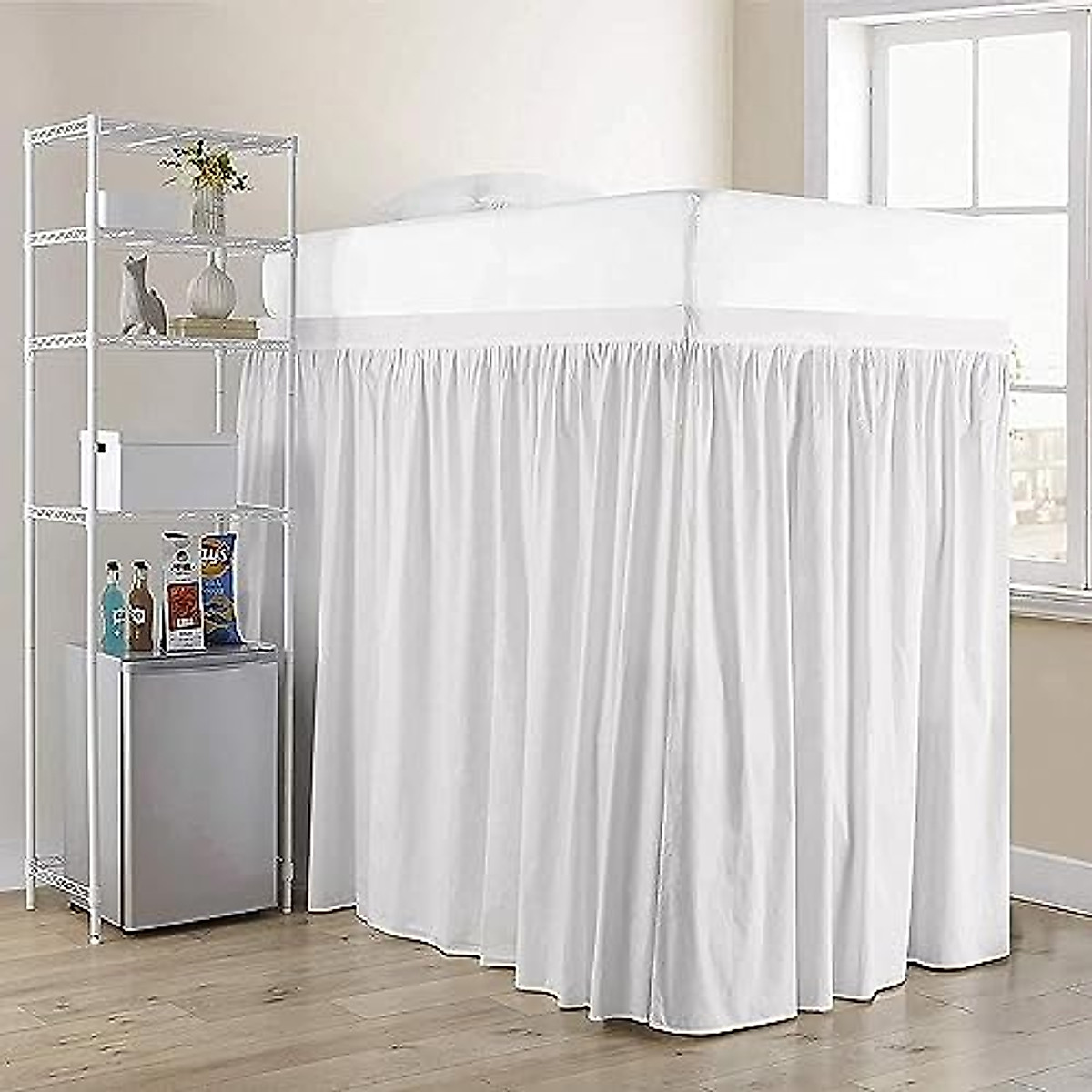 Full XL 30" Inch Drop Long Dorm Bed Skirt, Ruffled Pattern College Dorm Room Bed Skirts, Split Corner, Easy Care, No Wrinkle Microfiber Bed Skirt