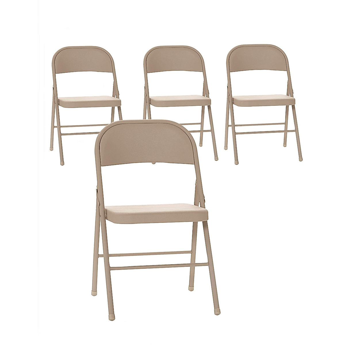 Cosco All Steel Folding Chair, 4 Pack, Antique Linen