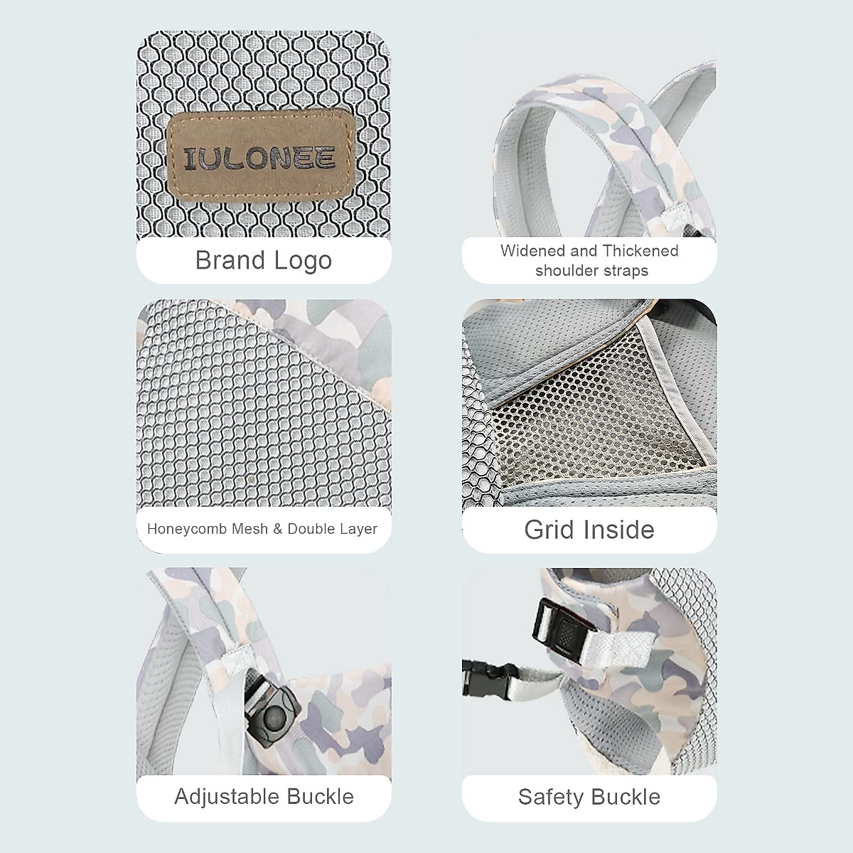 IULONEE Baby Carrier, Embrace Cozy 4-in-1 Infant Carrier Ergonomic Adjustable Holder Portable Convertible Front and Back Backpack Carry for Infants Toddlers Babies Girl and Boy 7-45 Pounds (Gray)