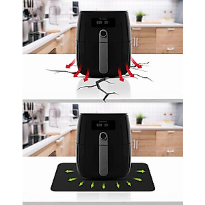 FLASLD Heat Resistant Mat for Air Fryer Site on, Fireproof Silicone Mats for Kitchen Counter, Countertop Protector, No-slip and Waterproof (16"X24", Black)