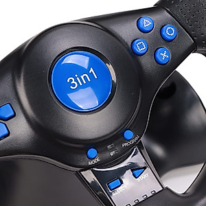 Racing Steering Wheel Driving Wheel, Gaming Steering Wheel 180 Degree Rotation with Floor Pedals for PC