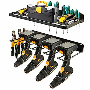 Power Tool Organizer, Garage Tool Organizers and Storage, Drill Holder Wall Mount, Heavy Duty Metal Tool Shelf, Utility Storage Rack for Cordless Drill, Removable Design, Perfect for Father's Day …