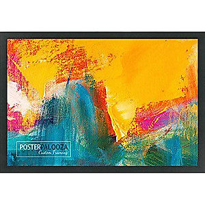 7x11 Contemporary Black Wood Picture Frame - UV Acrylic, Foam Board Backing, & Hanging Hardware Included!