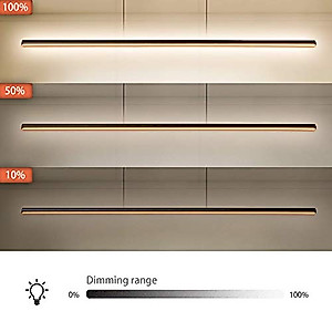 Zicbol Kitchen Island Pendant Lighting 40.94 Inch Linear Light Fixture Chandelier 16W 3000K Warm Light Dimmable LED Hanging Light Fixture for Dining Room, Kitchen, Breakfast Bar, Living Room Black