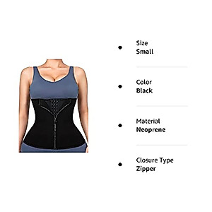Reamphy Waist Trainer Corset Women Workout Trimmer Sweat Sports Girdle Belt Body Shaper (Black,L)